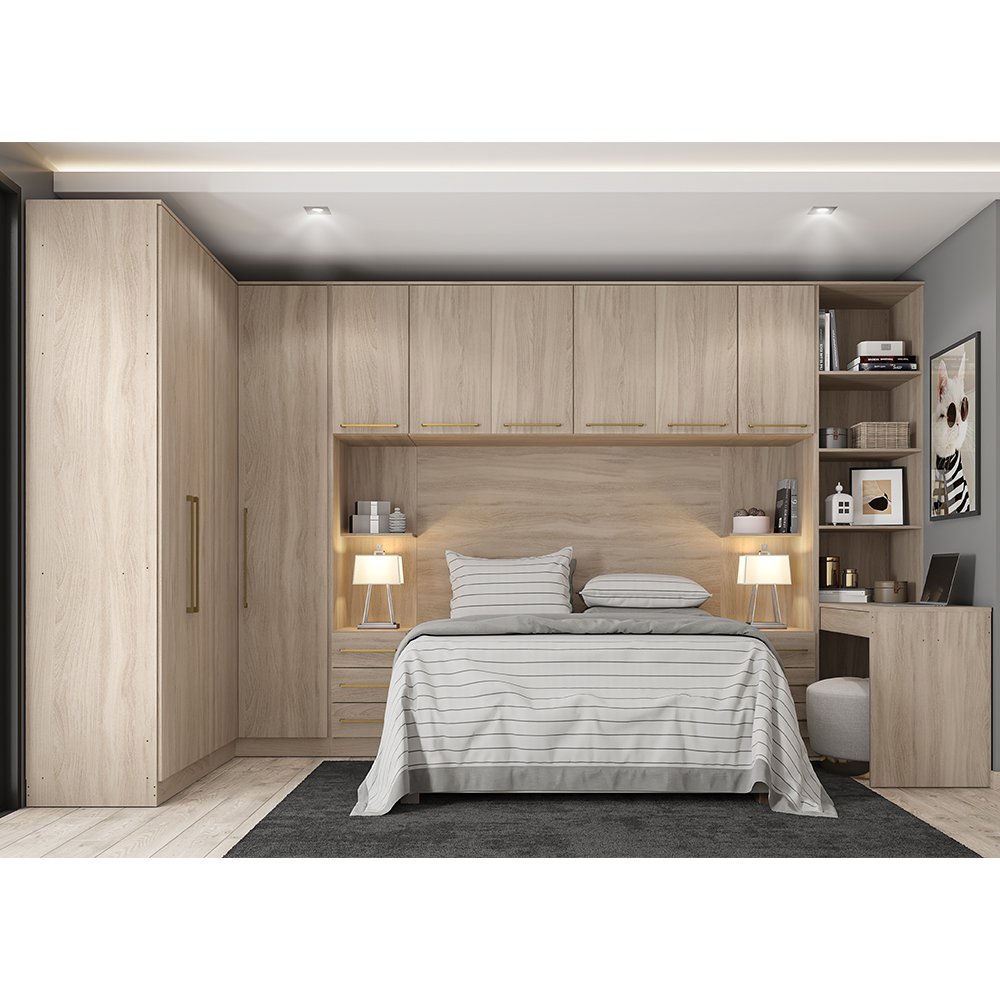 Quarto Modulado de Casal Ponte Armário Roupeiro de Canto Escrivaninha ...