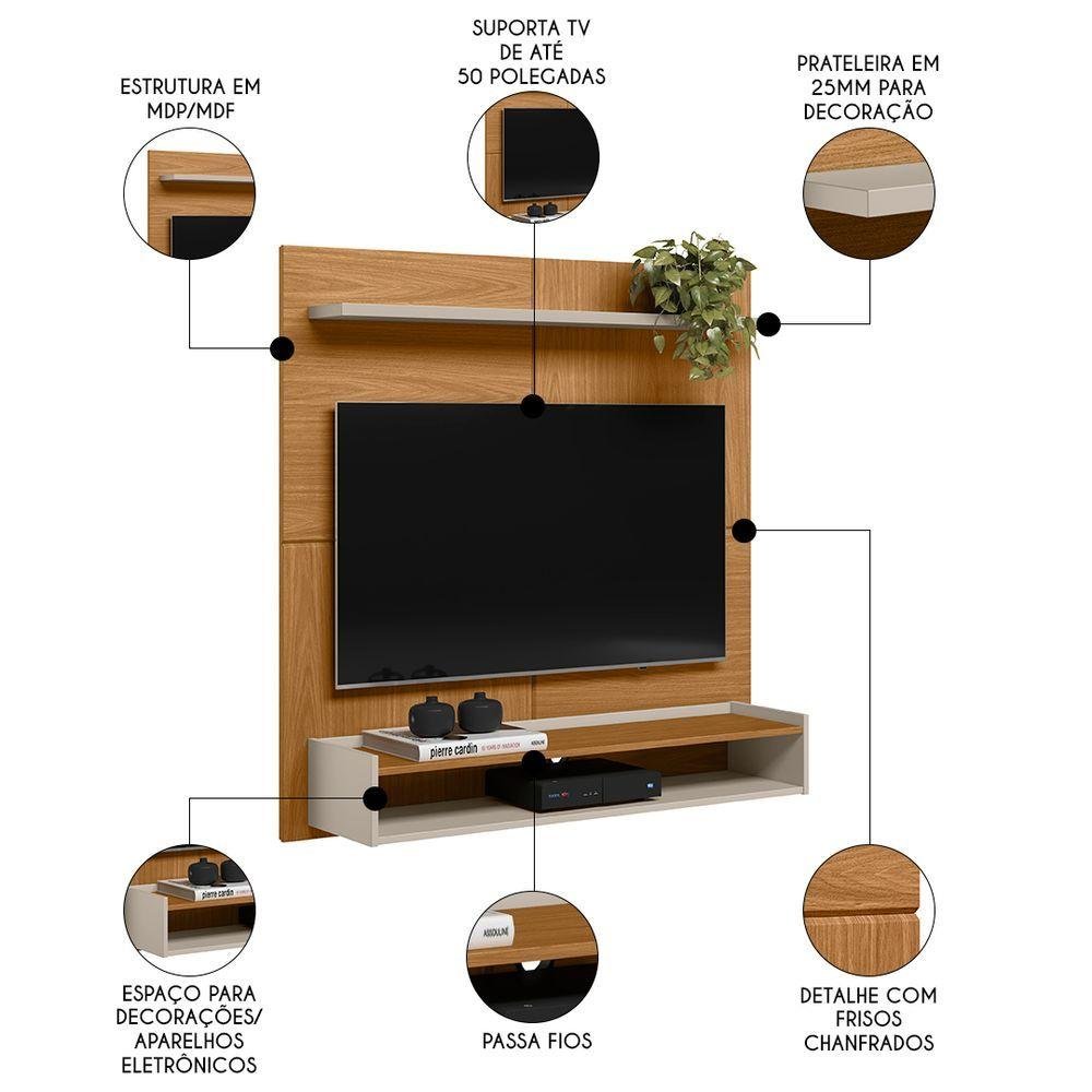 Painel para Tv 50 Pol Bancada Suspensa 120cm Perfect L06 Nature/off ...