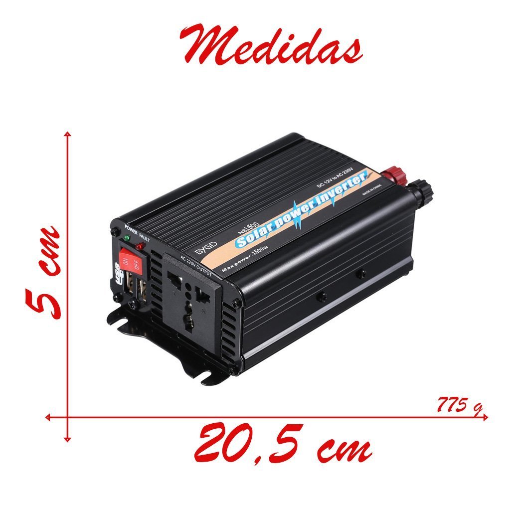 Inversor Tensão 1500w 12v Para 220v Veicular Transformador Conversor Com Tomada Padrão e Usb ...