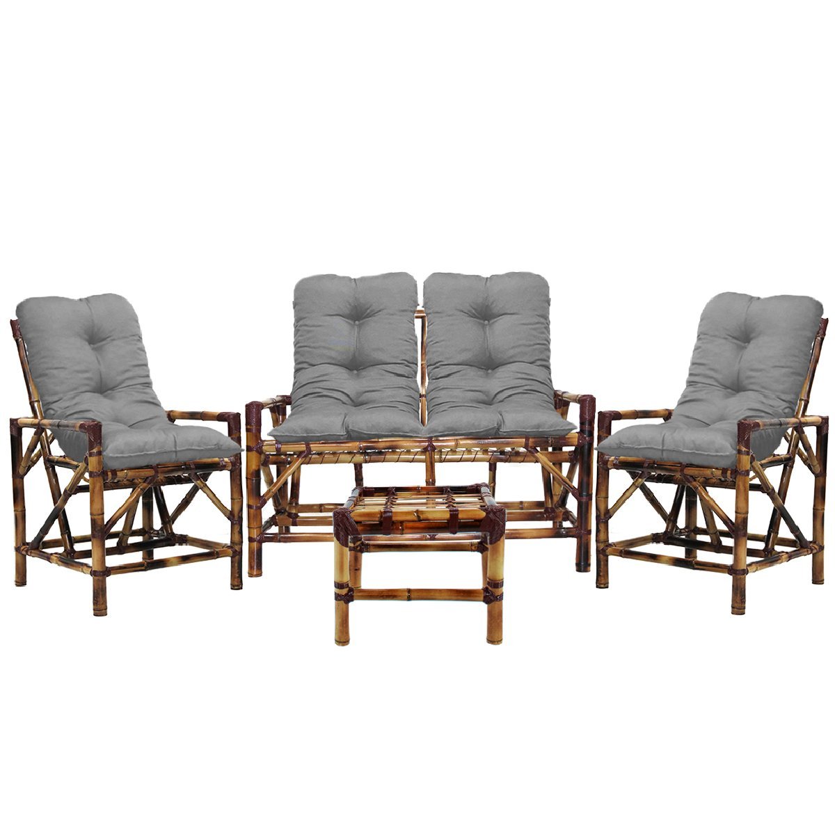 Conjunto de Cadeiras com Namoradeira de Madeira Bambu para Área com ...