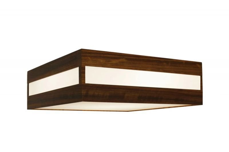 Plafon Luminária Detalhada Quadrada em Madeira 40cm - FoxLustres ...