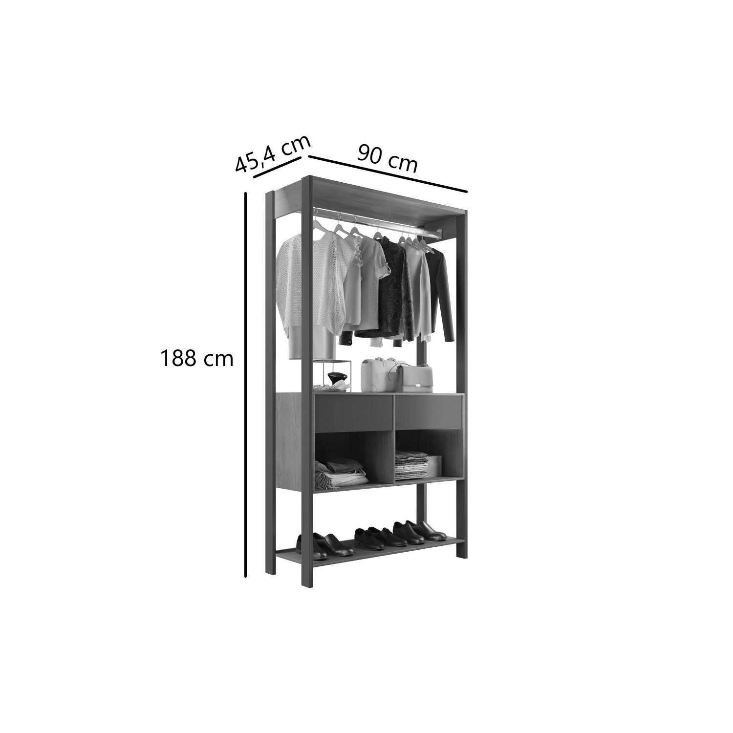 Closet Modulado 1 Cabideiro 2 Gavetas 2 Nichos Madri Rufato ...