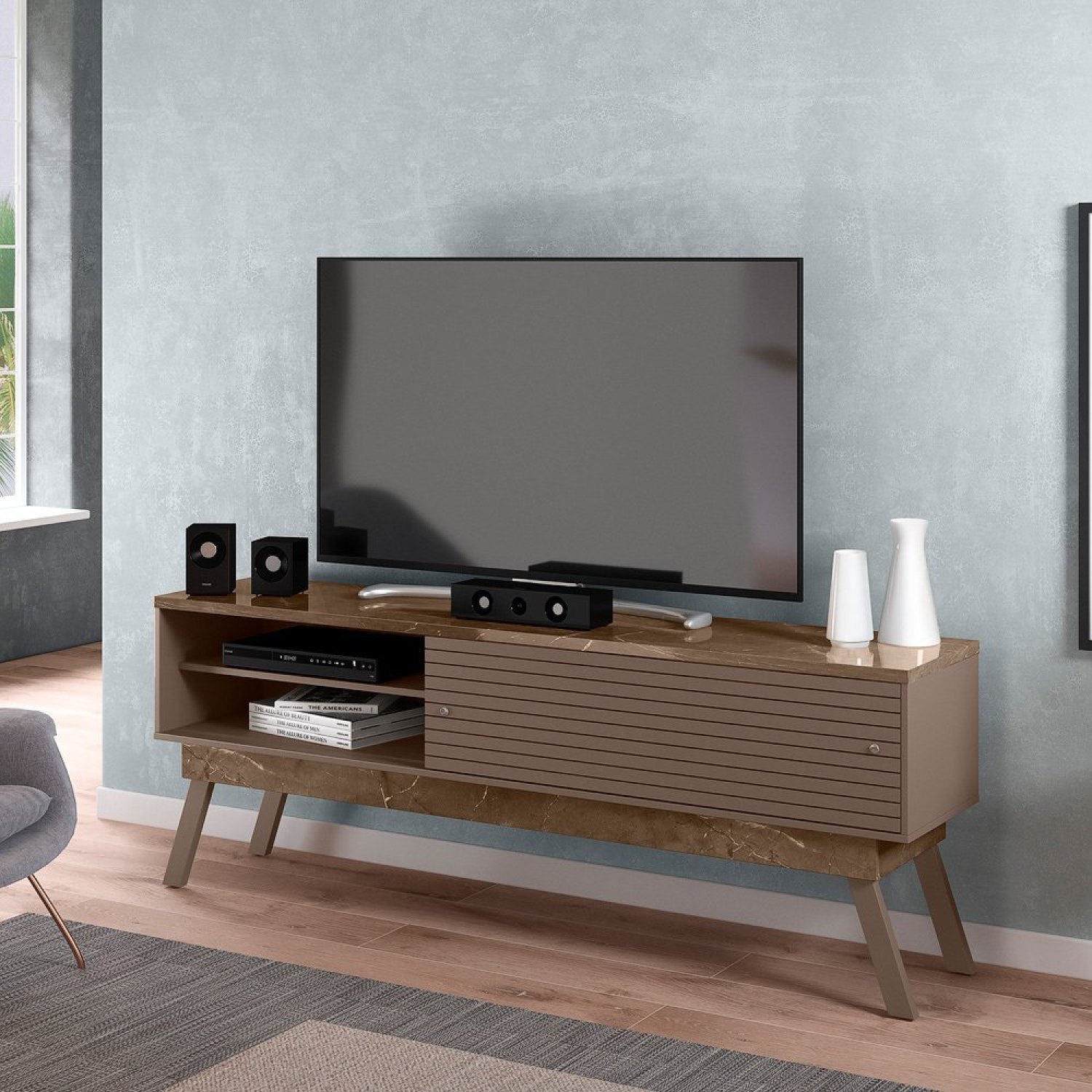 Rack para TV até 75 Polegadas 2 Portas 182cm Frizz 1.8 Madetec ...