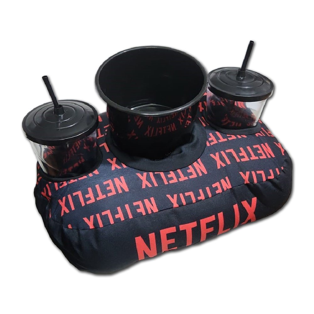 Kit Almofada Porta Pipoca Balde Copos Duplo Netflix | MadeiraMadeira