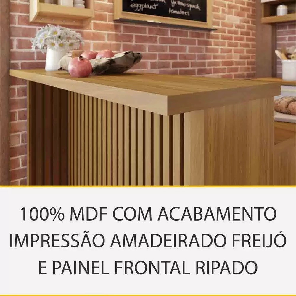 Painel Ilha Nesher 200cm 100% MDF Cor Freijó REF: 958 | MadeiraMadeira