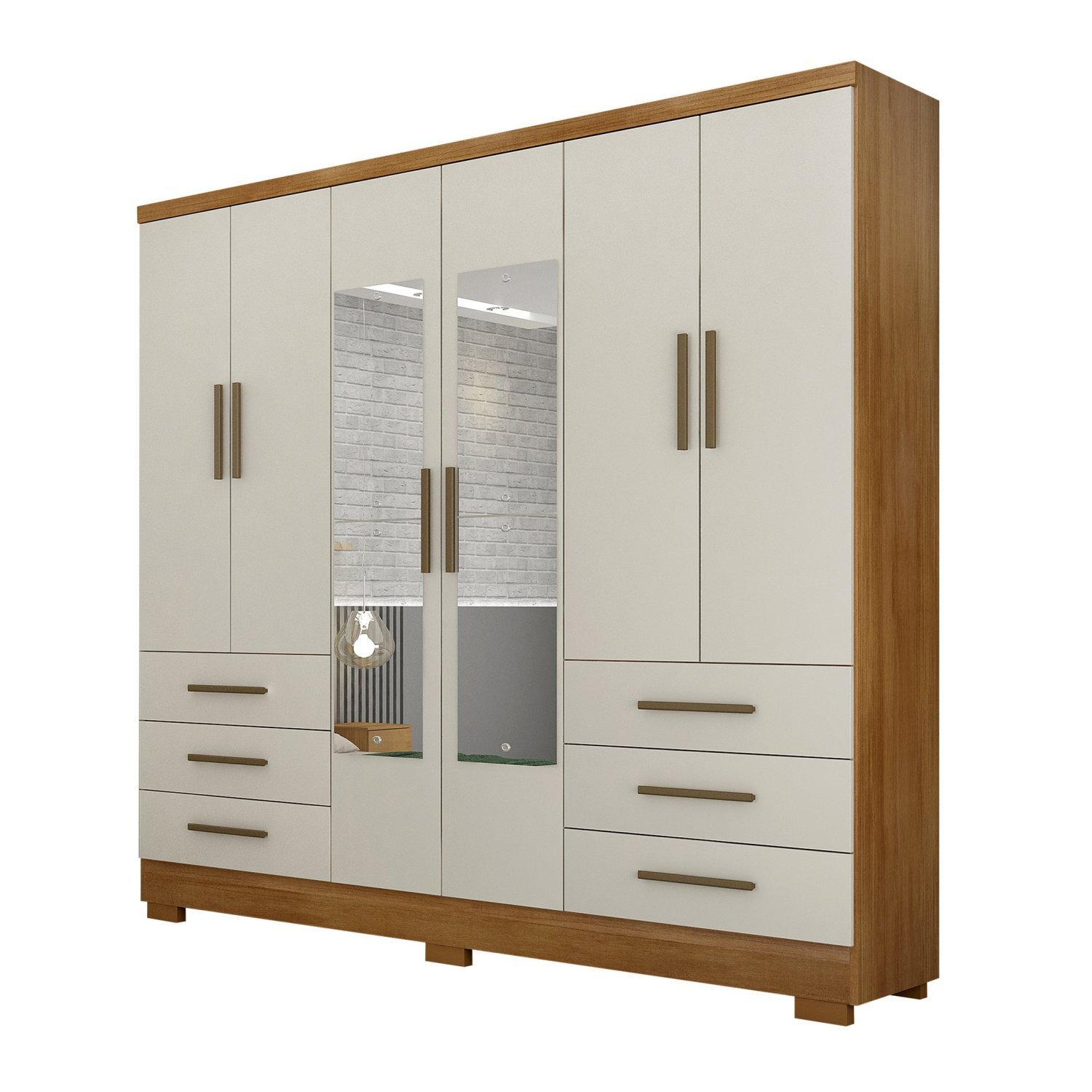 Guarda Roupa Casal com Espelho 6 Portas 6 Gavetas Dakar Novo Horizonte ...