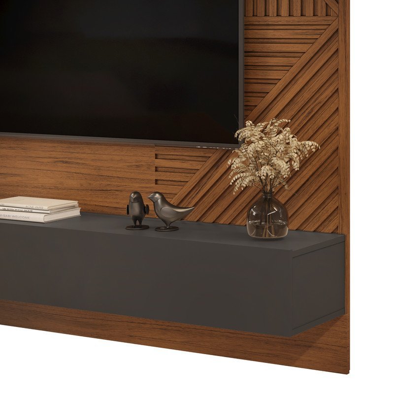 Painel Suspenso Ripado Mosaico 1.8 Arezzo com LED Para TV até 65 Polegadas Freijo Cinza Urbano ...