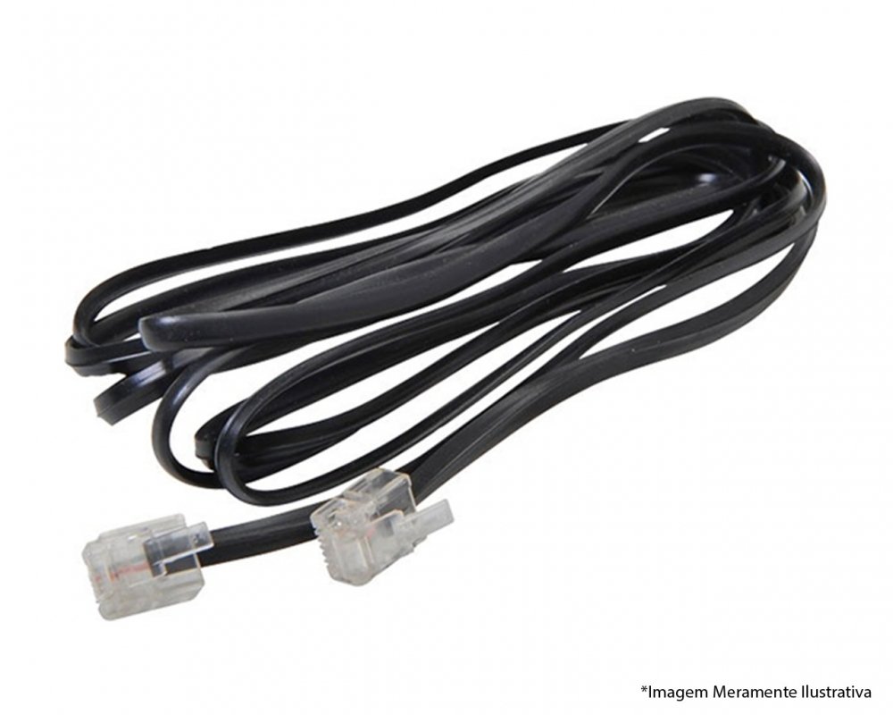 Extensao Lisa Fone/fax/jack/plug Preto 10m Blister | MadeiraMadeira