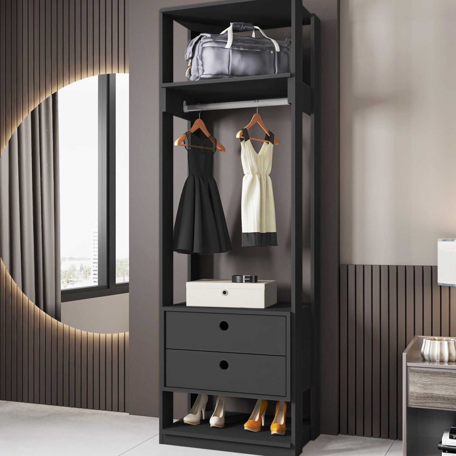 Guarda Roupa Módulo Cabideiro 2 Gavetas Titan Espresso Móveis | MadeiraMadeira