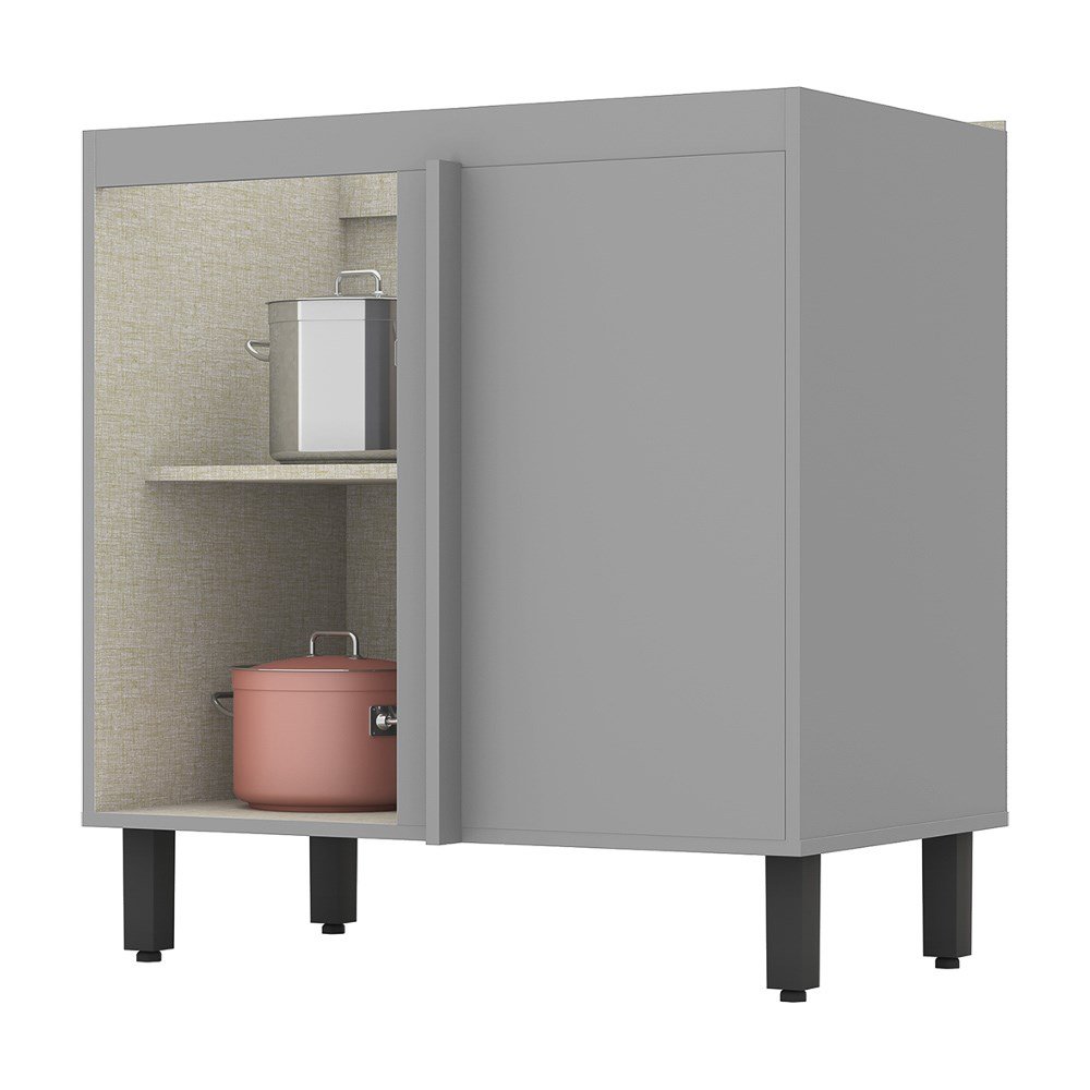 Balcão Canto Reto 84cm 1 Porta 100% MDF Sem Tampo Belize Cinza - Henn ...