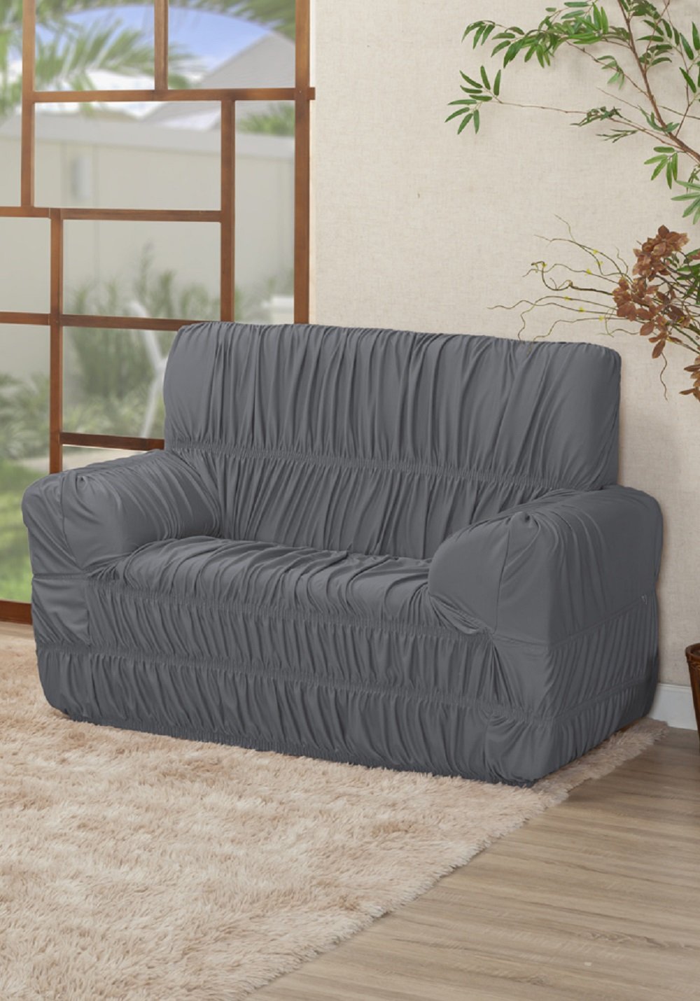 Capa Protetor de Sofá Elasticada 2 Lugares Avulsa Malha Gel - CINZA ...