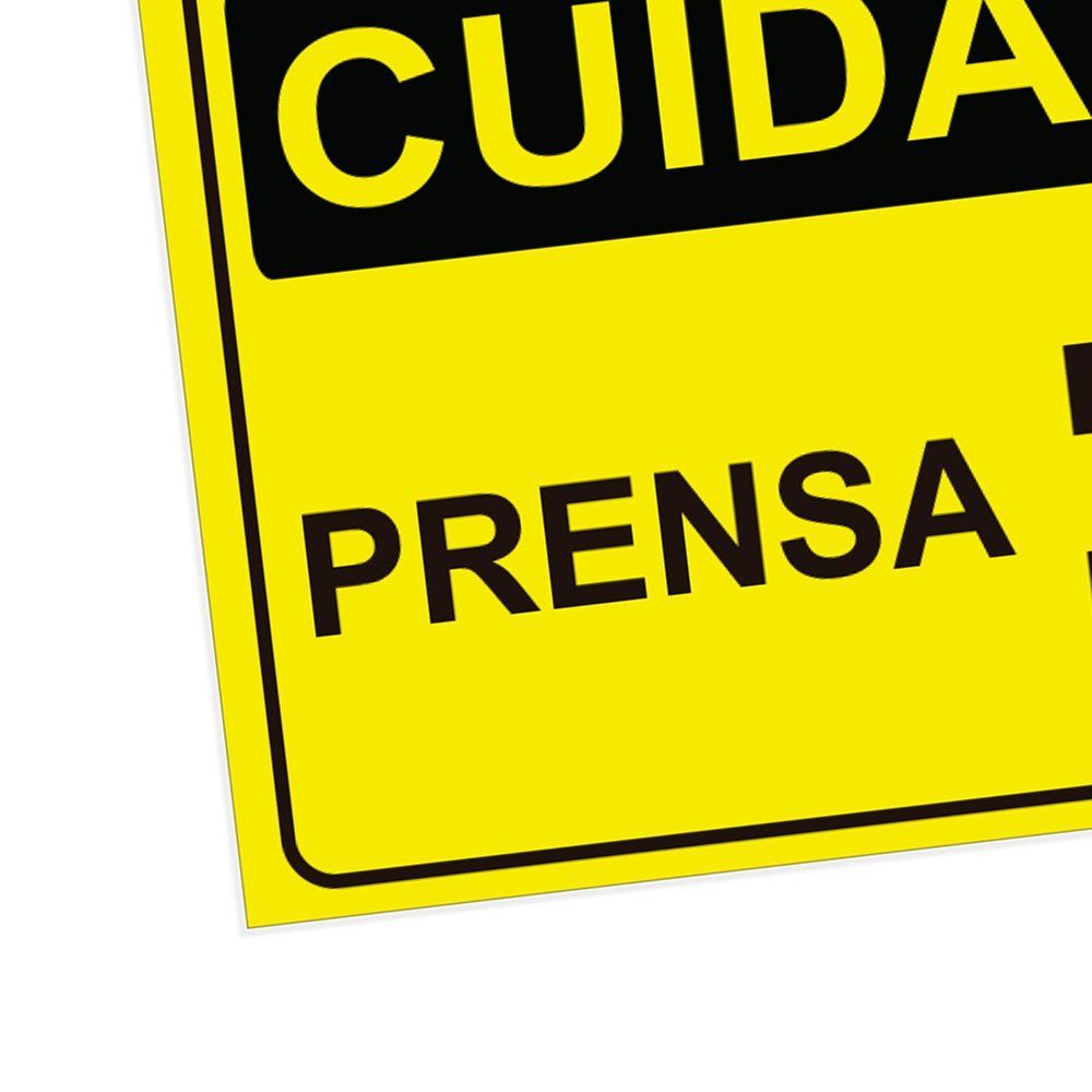 Placa de Sinalização Cuidado Prensa em Pvc | MadeiraMadeira