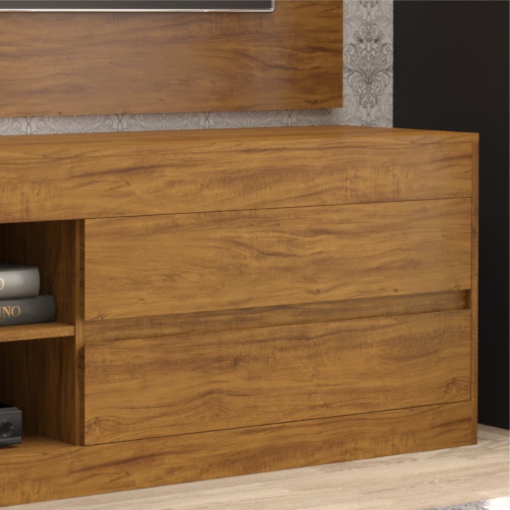 Painel Viero + Rack Zoom 2 gavetas para TV de até 55 polegadas – Imbuia ...