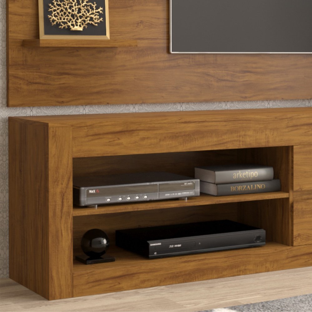 Painel Viero + Rack Zoom 2 gavetas para TV de até 55 polegadas – Imbuia ...