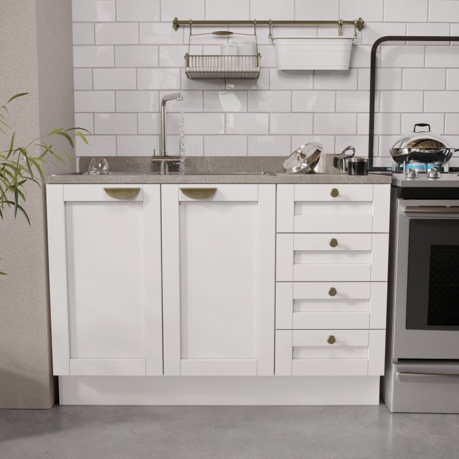 Cozinha Modulada 4 Peças com 2 Aéreos e 2 Balcões Arizona CabeCasa ...