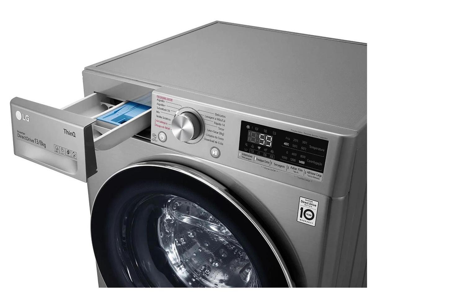 Lava e Seca Smart Lg 13kg Vc4 Inteligência Artificial - Cv5013ec4 220v | MadeiraMadeira