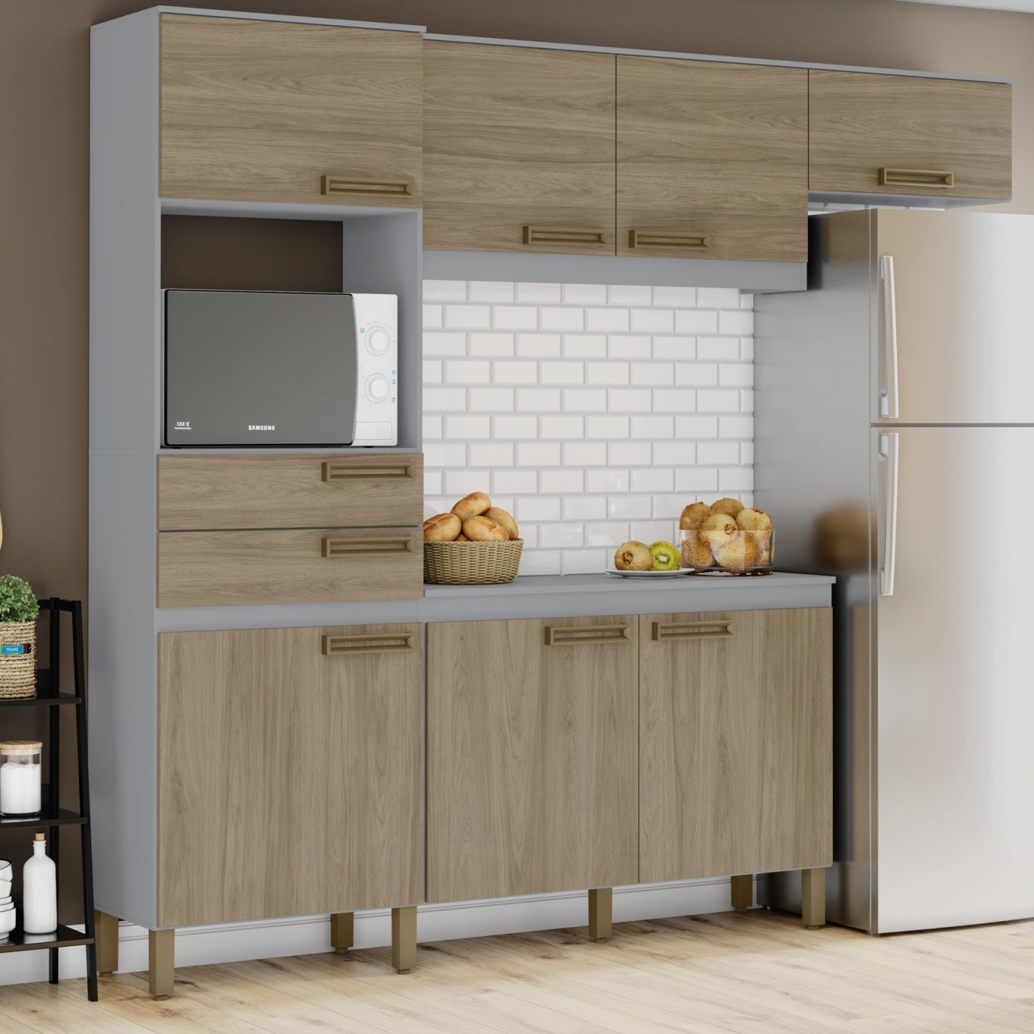 Cozinha Compacta 2 Gavetas 7 Portas B107 Briz | MadeiraMadeira