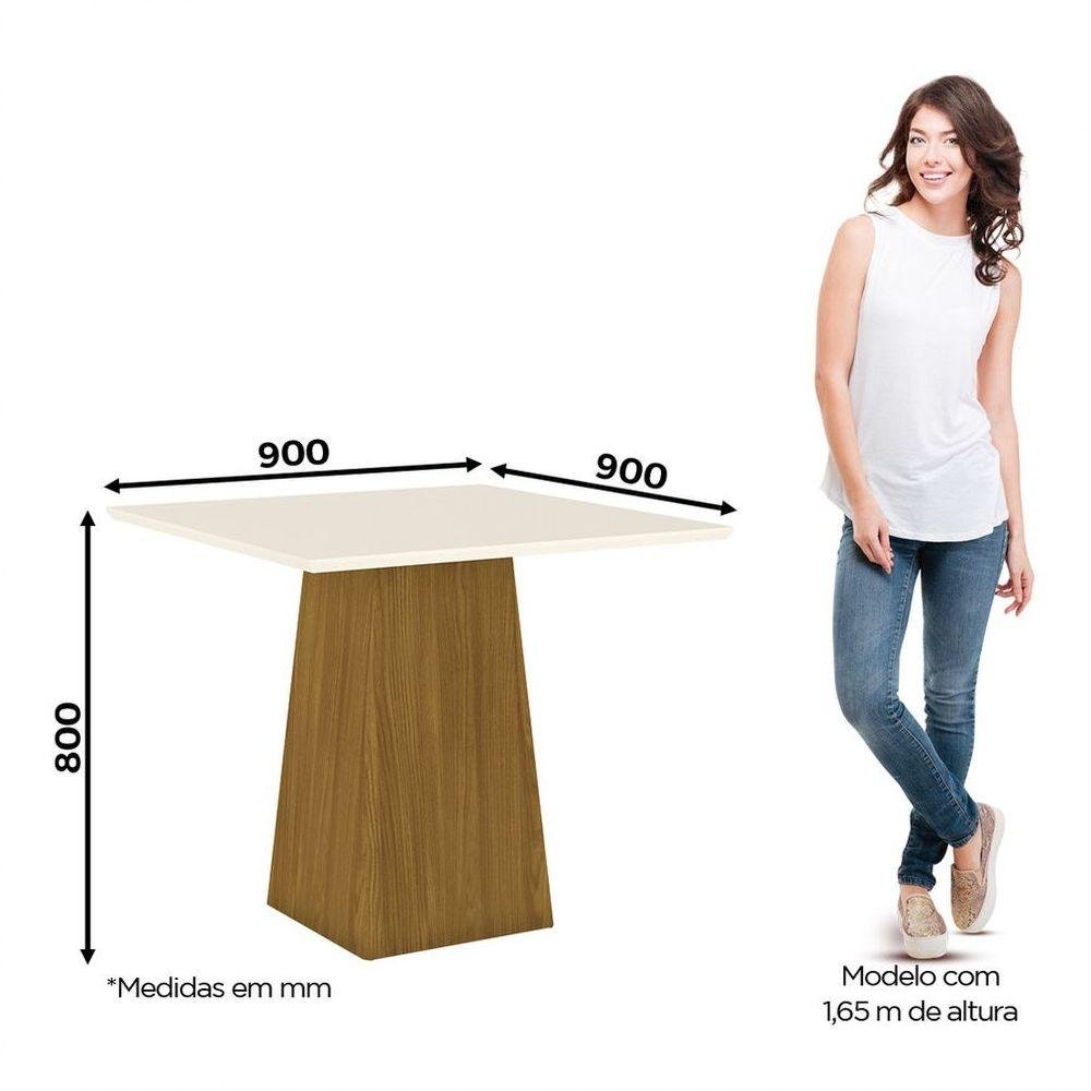 Mesa De Jantar Canto Reto 90cm Sarah Henn Nature Off White | MadeiraMadeira