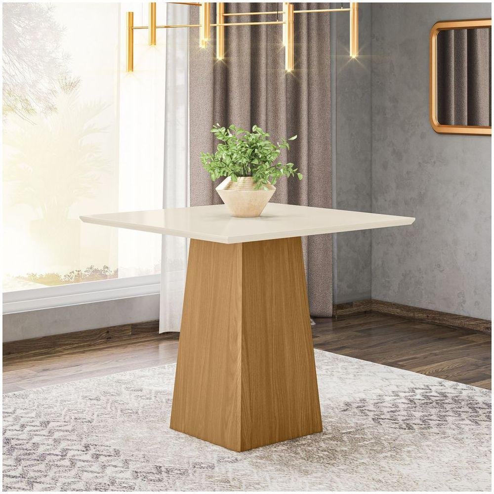 Mesa De Jantar Canto Reto 90cm Sarah Henn Nature Off White | MadeiraMadeira