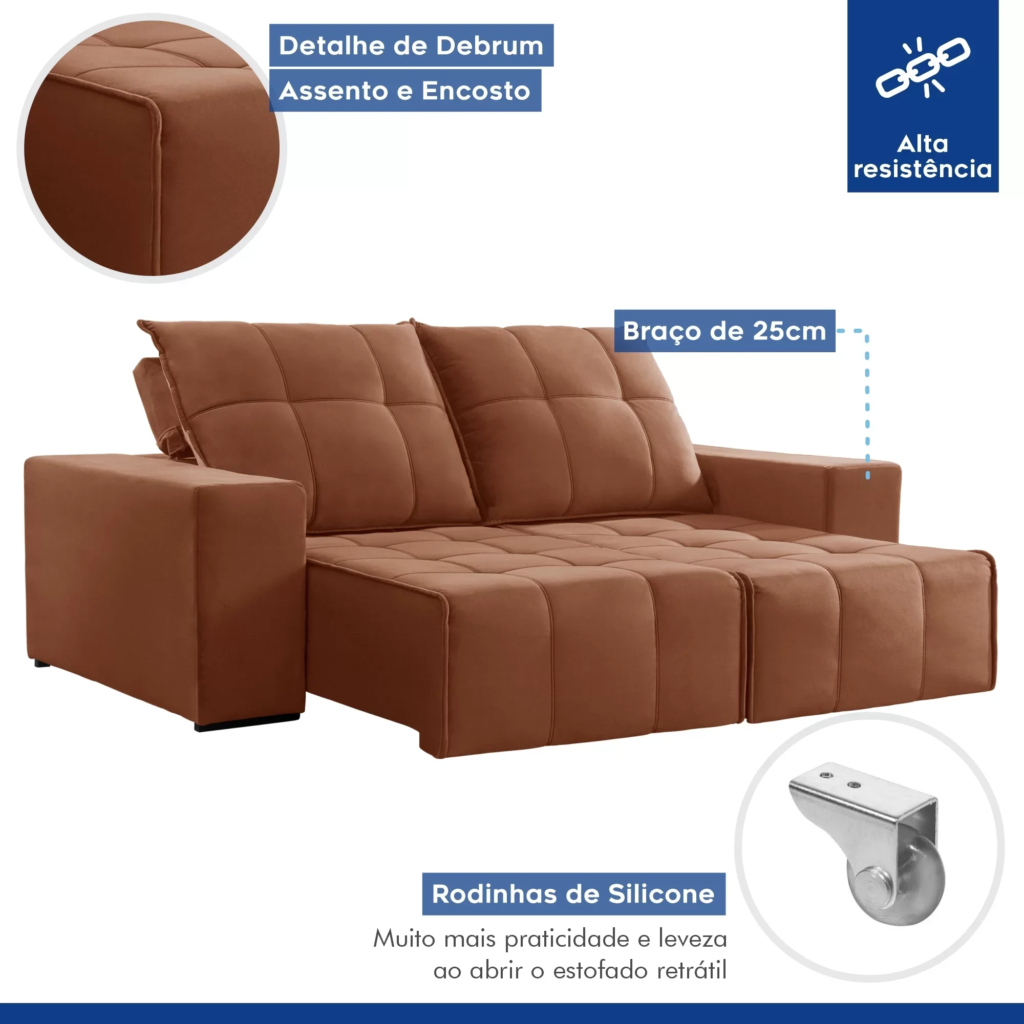 Sofá 4 Lugares Retrátil e Reclinável Super Pilow 250cm Xangai Yescasa ...