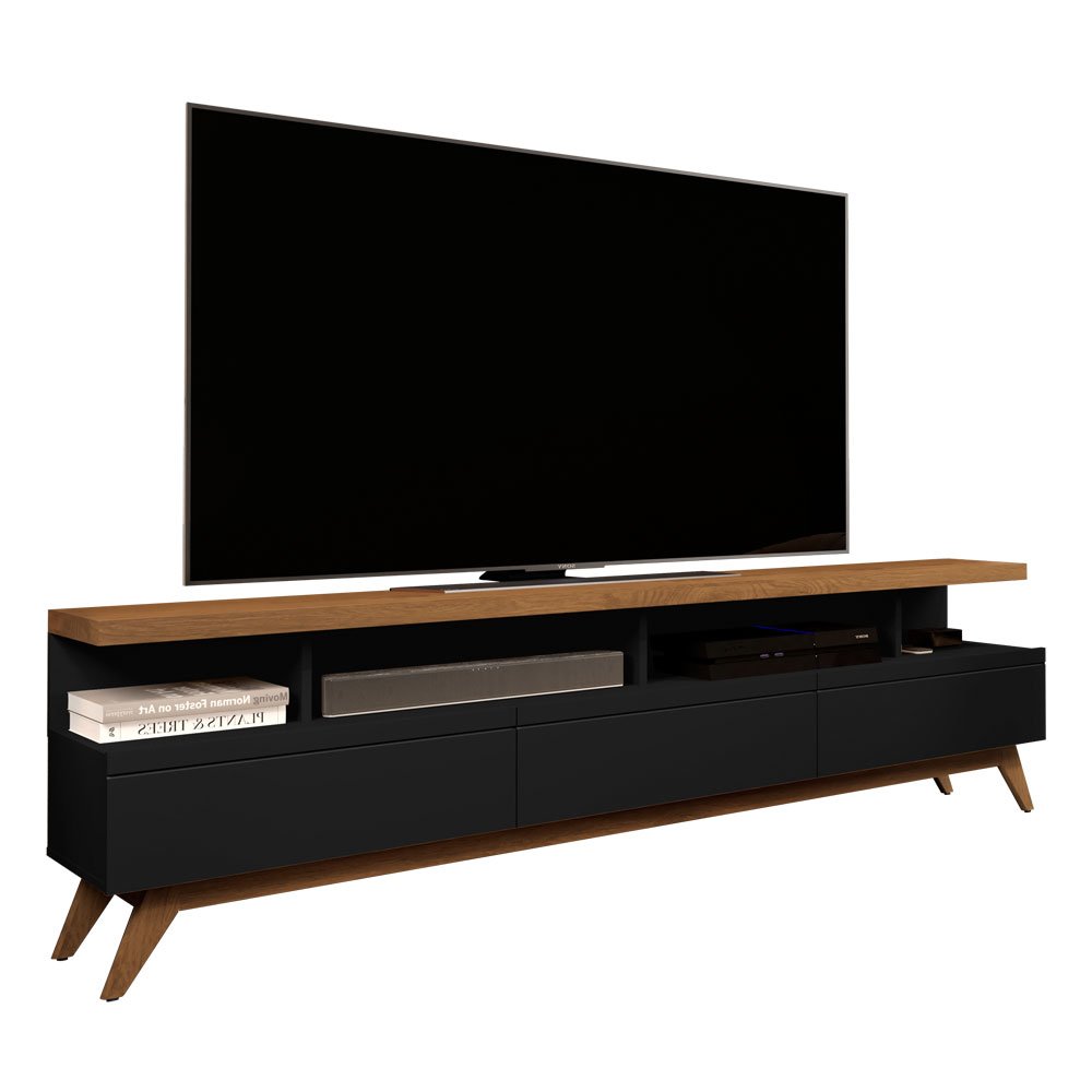 Rack para TV Até 70 Polegadas Vivare Wood 3 Gavetas Black/Freijo - Giga Móveis | MadeiraMadeira