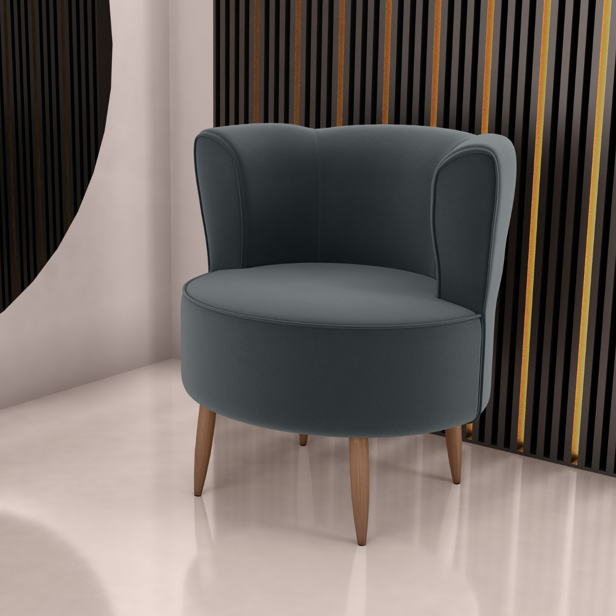 Poltrona Decorativa para Sala Ariel Veludo Cinza | MadeiraMadeira