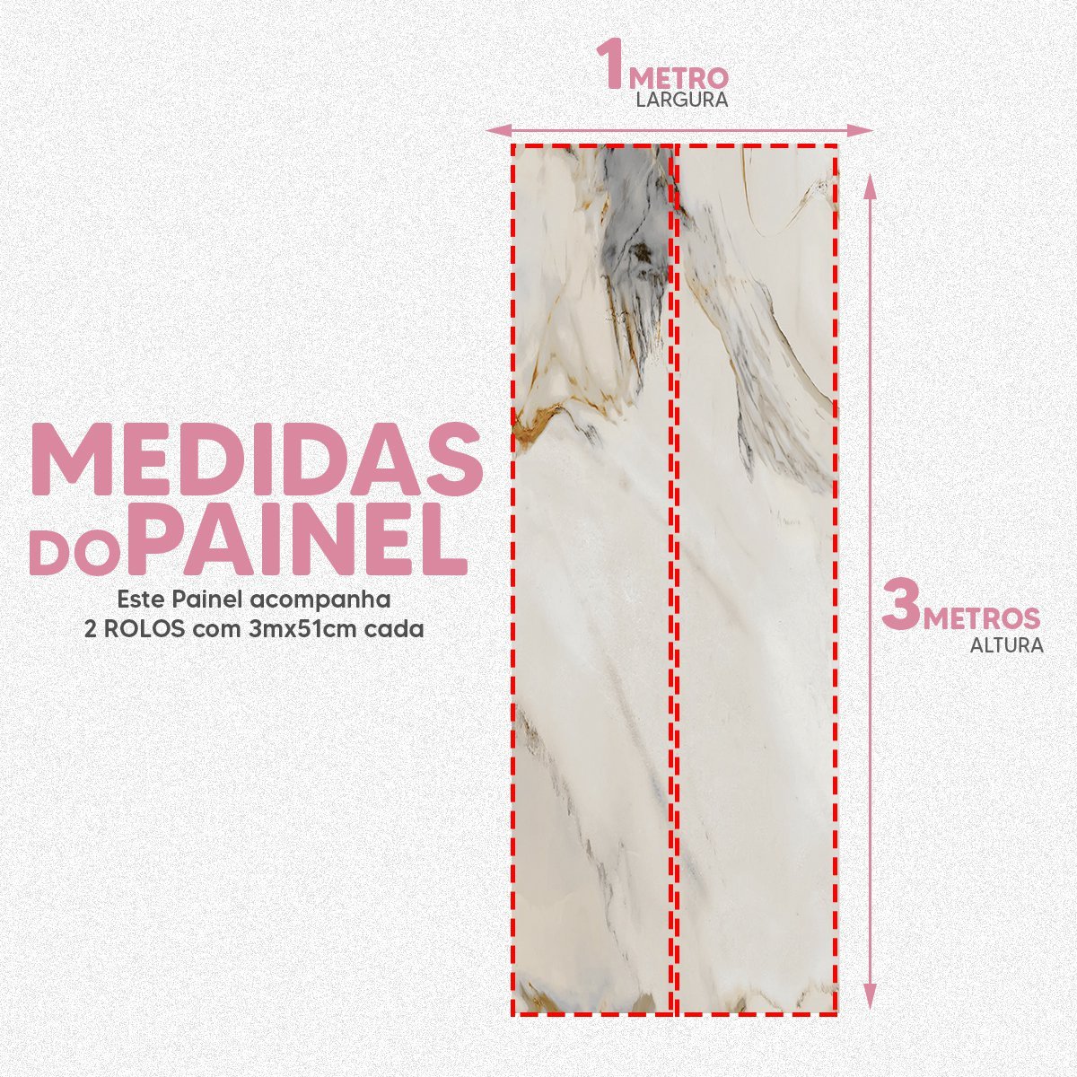 Papel de Parede Painel 3D Mármore Calacata Bege 1M Revestimento Auto ...