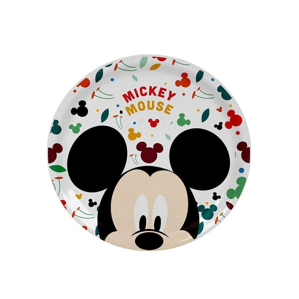 Kit 4 Pratos Melamina Refeição Infantil Mickey Mouse 20cm | MadeiraMadeira