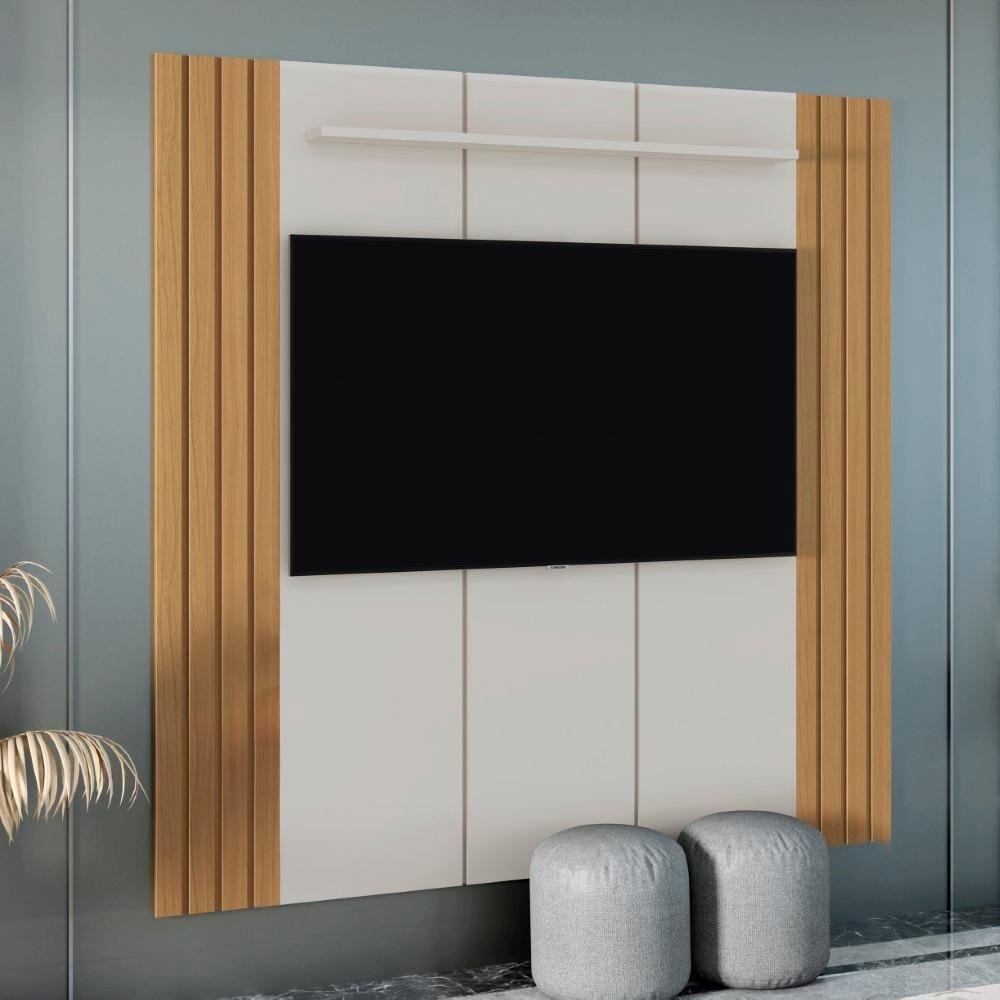 Painel para Tv até 15" Ripado Cairo 200cm Cor:fendi e Freijó Fendi e ...