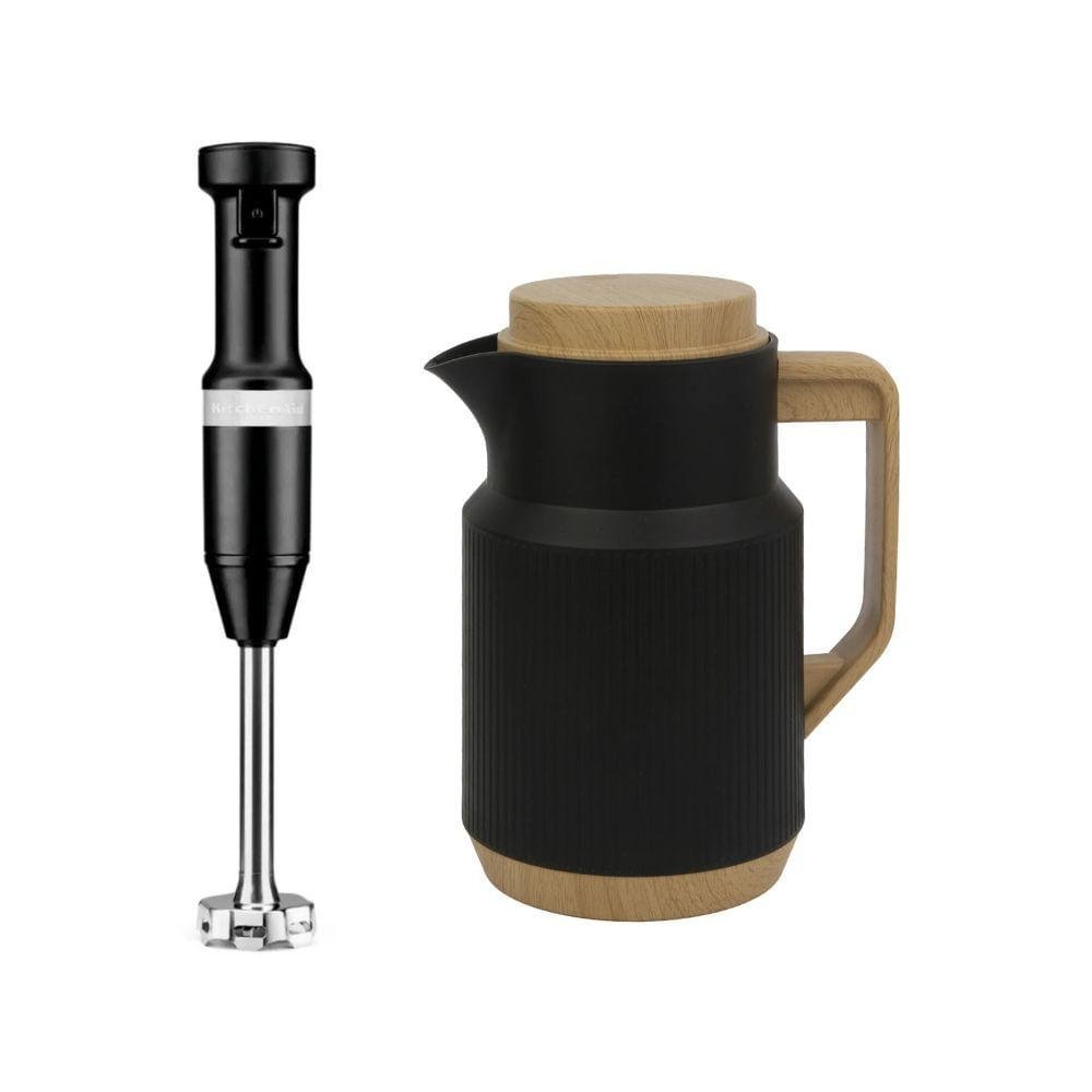 Kit Mixer KitchenAid Velocidade Variável Black Matte KEB53AP e Garrafa ...
