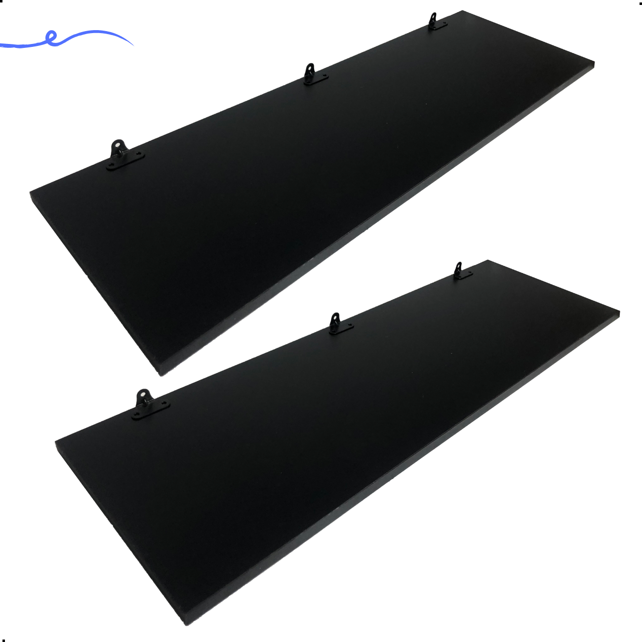 Kit 2 Prateleira Preta 80X25 + Suporte Flutuante Mdf Organizadora ...