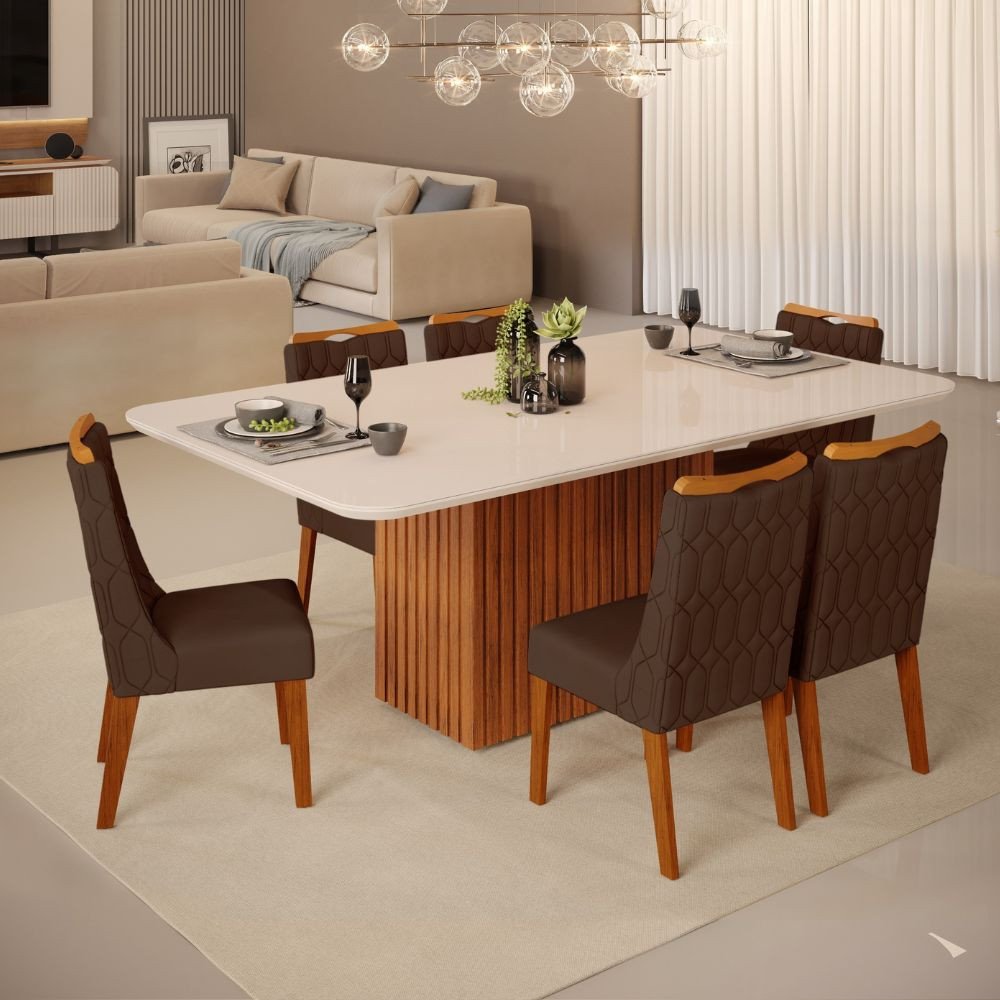 Conjunto de Mesa Canes C/ 6 Cadeiras Bia Dj | MadeiraMadeira