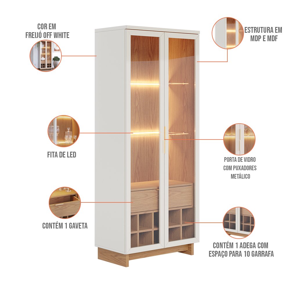 Kit Para Sala de Jantar Buffet Áustria C04 com Cristaleira Malibu ...