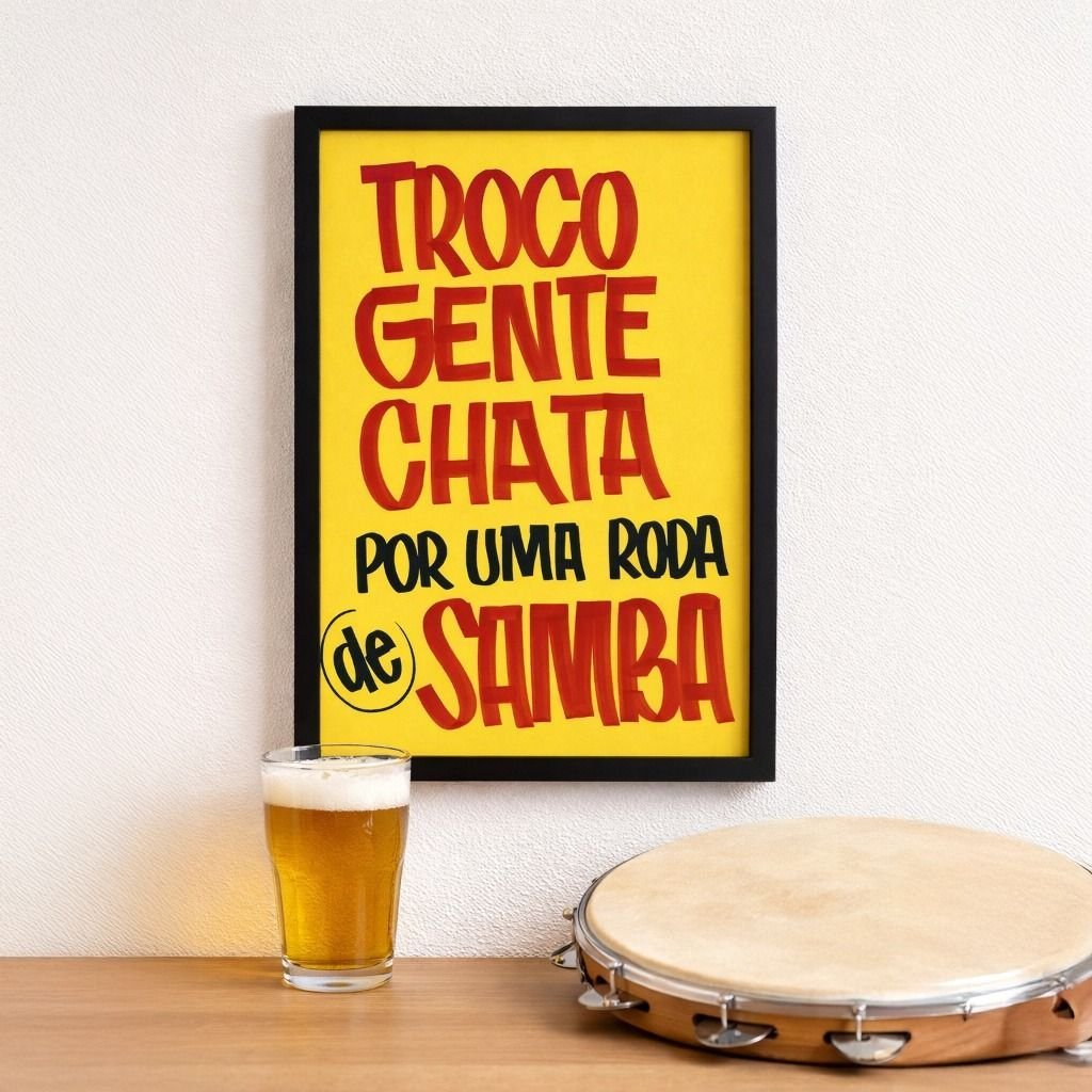 Quadro Troco Gente Chata por Samba 24x18cm Mold Preta | MadeiraMadeira