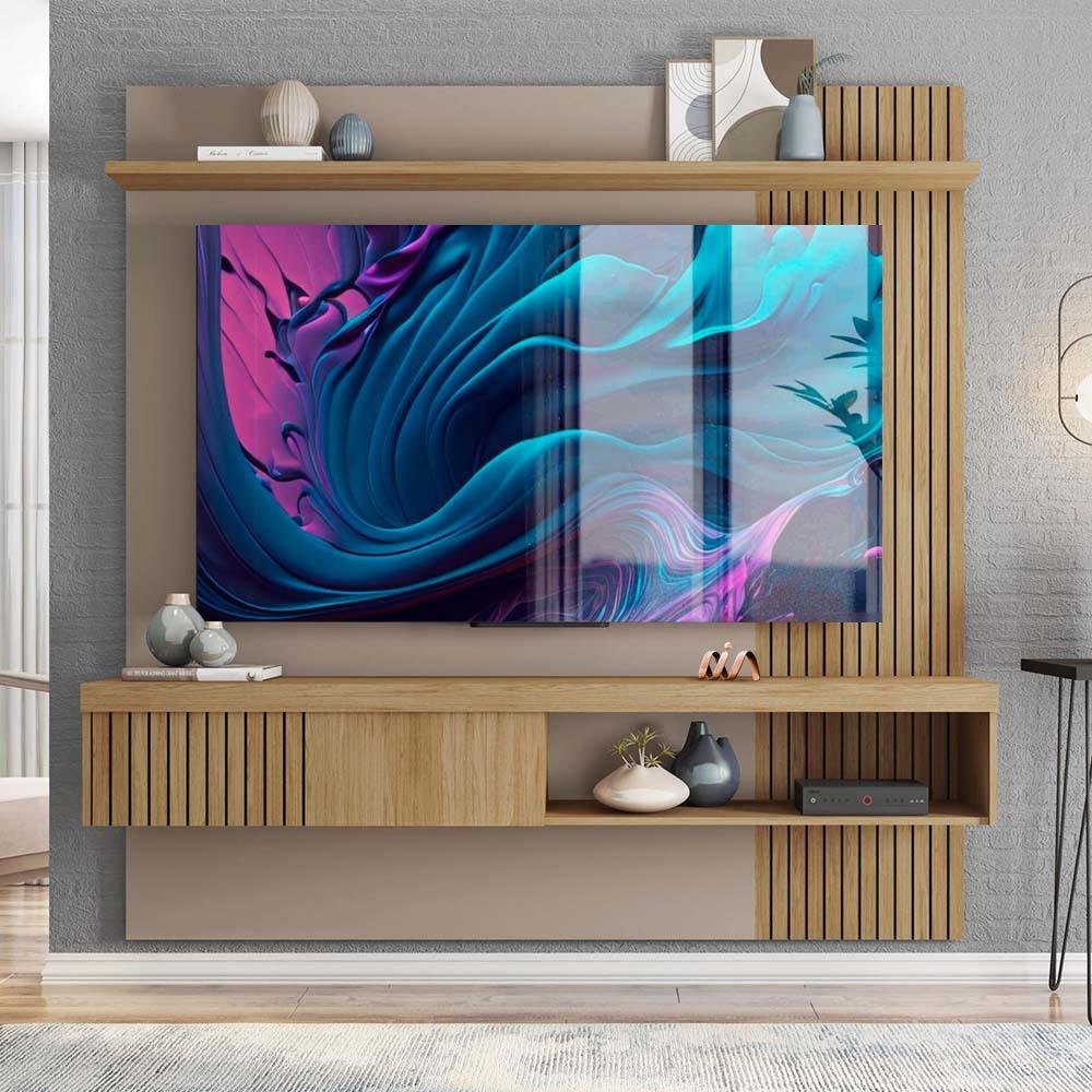 Painel Tv 65 Polegadas Suspenso Buriti Marrom Faith Shop Jm | MadeiraMadeira