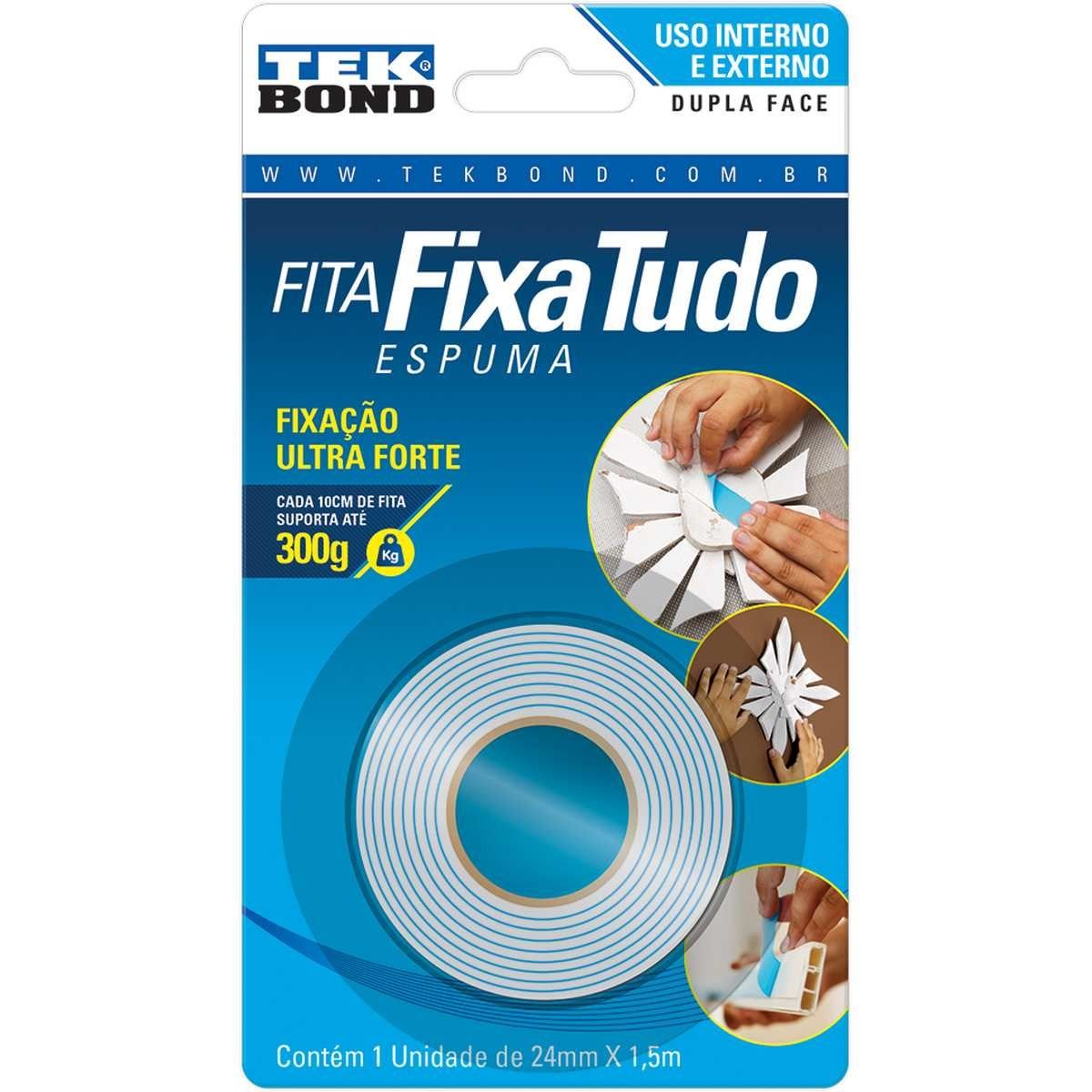 Fita Dupla Face Fixa Tudo Espuma 24mmx1,5m | MadeiraMadeira