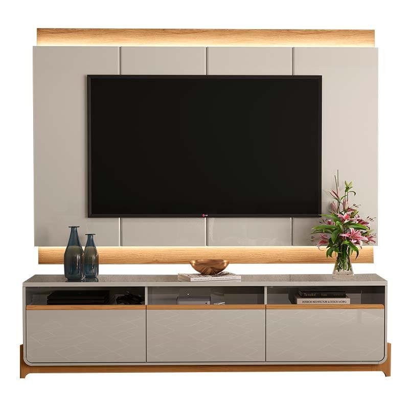 Rack Lion com Painel Marrocos Tv 75 Polegadas Lukaliam Freijo/off White ...