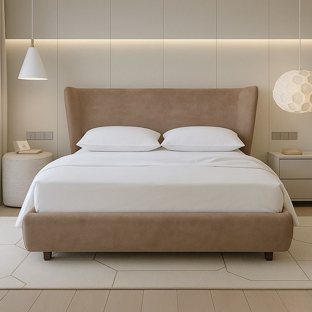 Cama Japonesa com Cabeceira Corea Seo Casal Veludo Nobre Marrom ...