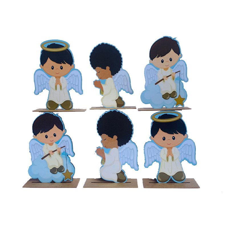 Kit Display de Mesa 6 Peças para Festa Anjo Azul Mdf | MadeiraMadeira