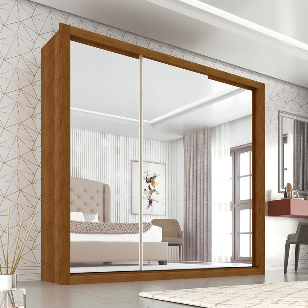 Guarda Roupa Casal 3 Portas Espelhado 4 Gavetas Panamá Sallêto Móveis ...