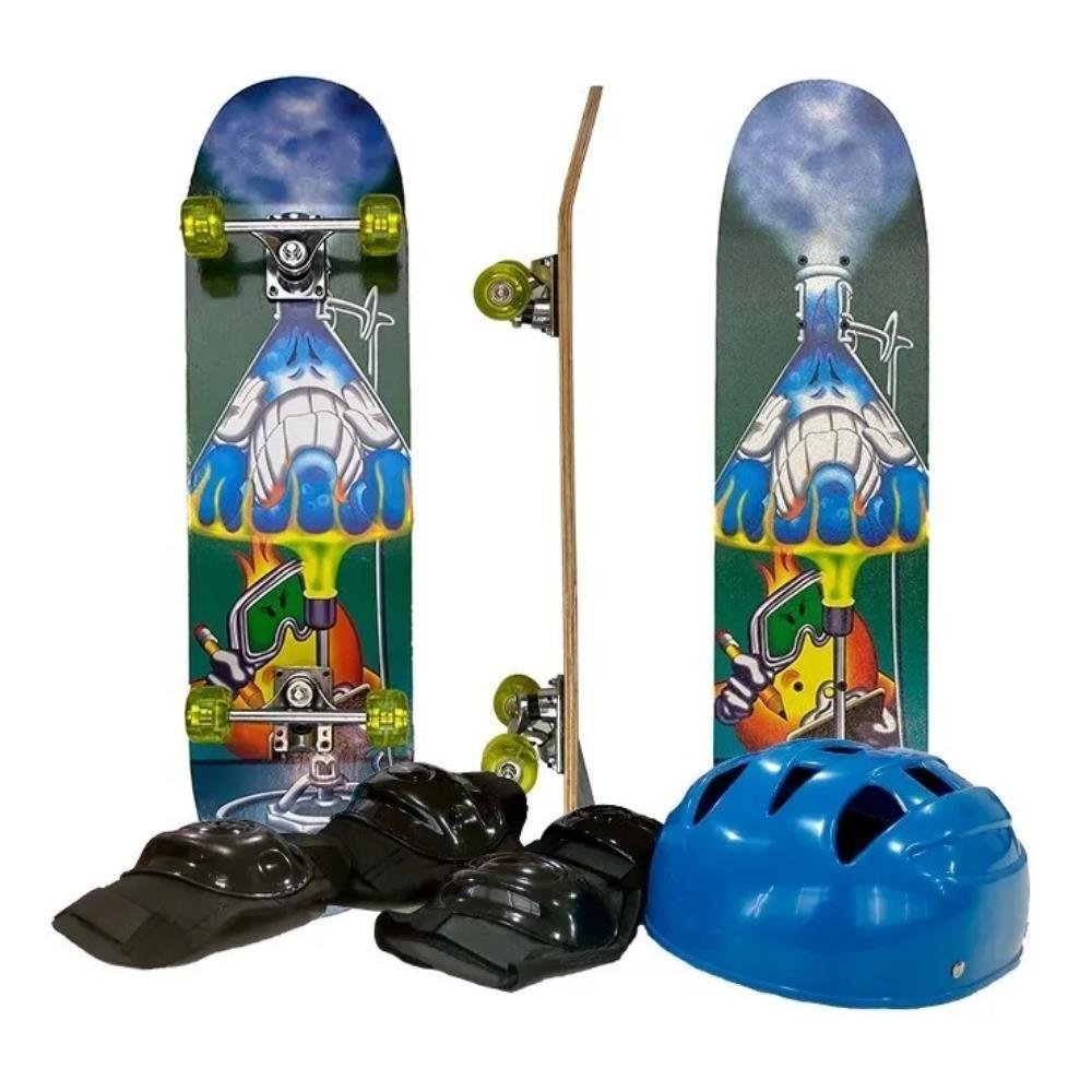SKATE COM KIT DE PROTEÇÃO SK3108 FENIX BRINQUEDOS CRAZY CHEMIST ...