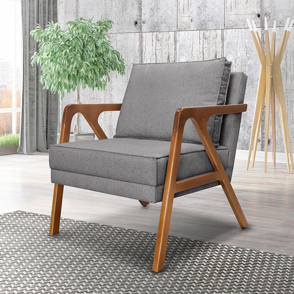 Kit 2 Poltronas Decorativas De Luxo Frida Linho Cinza - Gran Belo ...