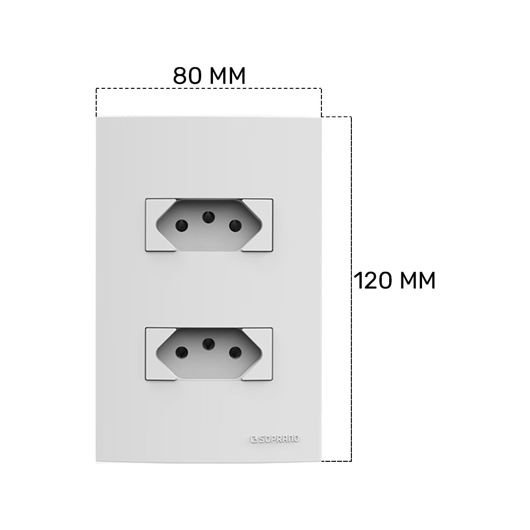 Kit 5 Conjunto 4x2 2 Tomadas 2p+t Soprano Atria 10a 250v Cj 2 Tom 2p+t 10a 250v~ 4x2 Br Atr ...