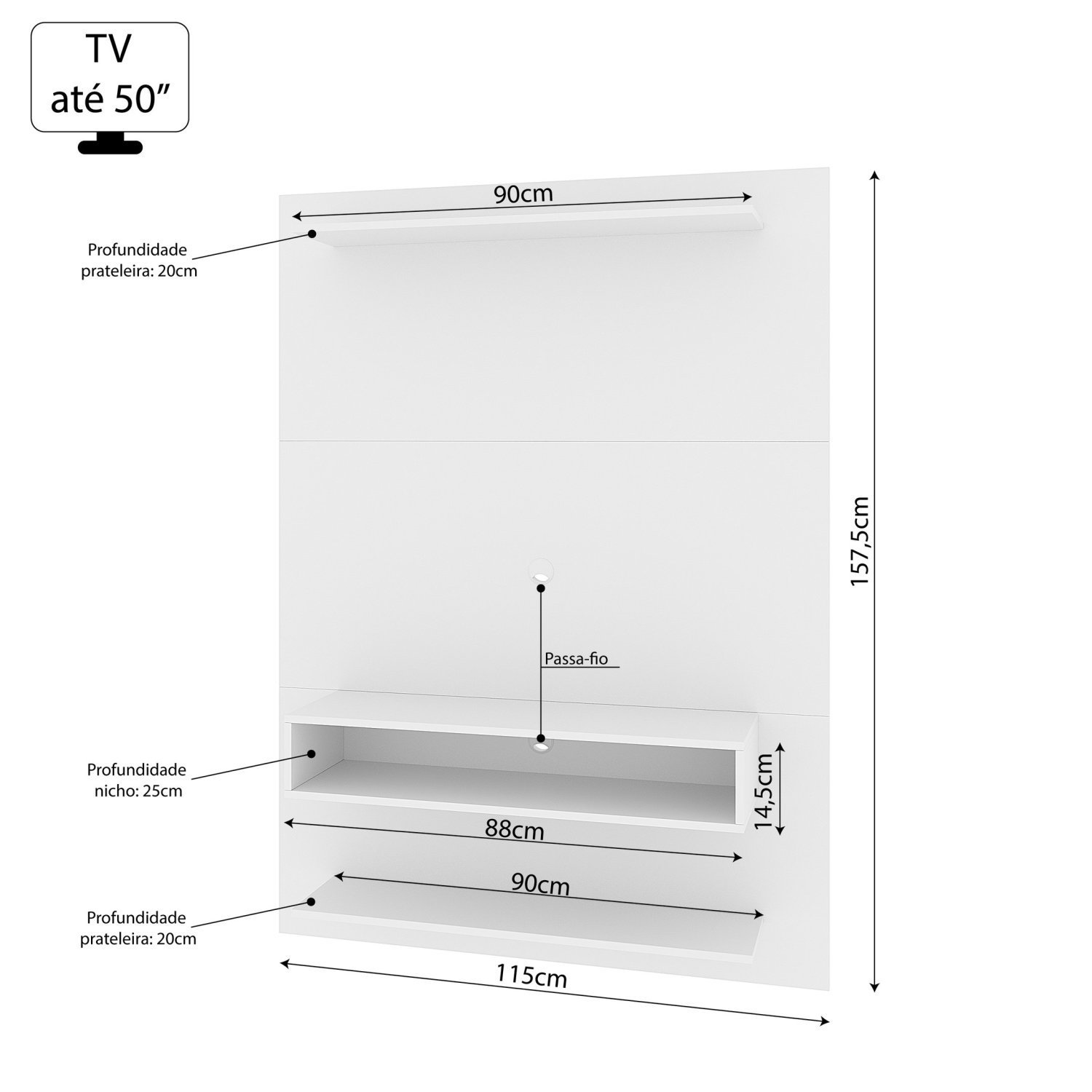 Painel para TV até 50 Polegadas 1 Nicho Boulevard Yescasa | MadeiraMadeira
