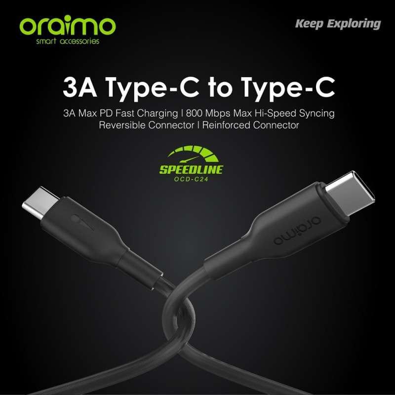 Cabo USB-C A USB-C Oraimo Speedline OCD-C24 (1 Metro) - Preto ...