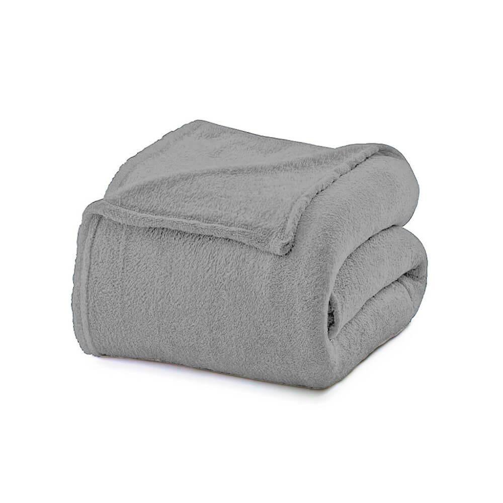 Cobertor Manta de Solteiro Microfibra Antialérgico 1,5x2,2m Cinza - Camesa | MadeiraMadeira