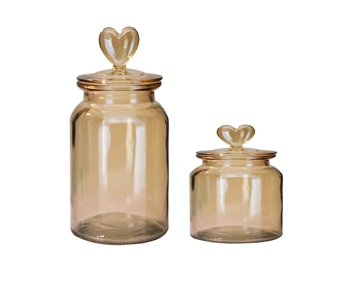 Jogo Pote Hermético Vidro Âmbar Decor Afeto Coração 2 Unidades - Yangzi ...