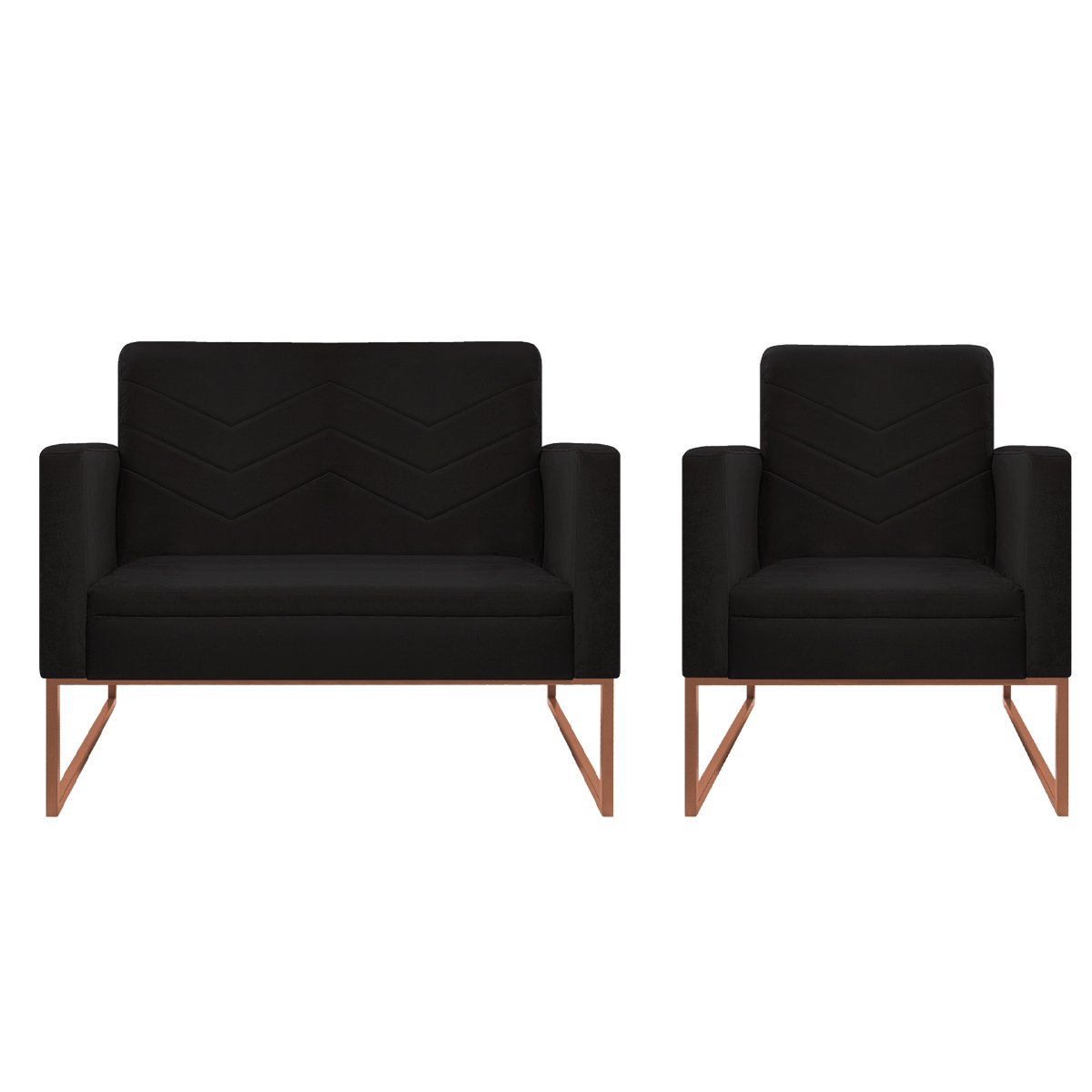 Kit Namoradeira e 01 Poltrona Bella Base de Ferro Bronze Suede - ADJ ...