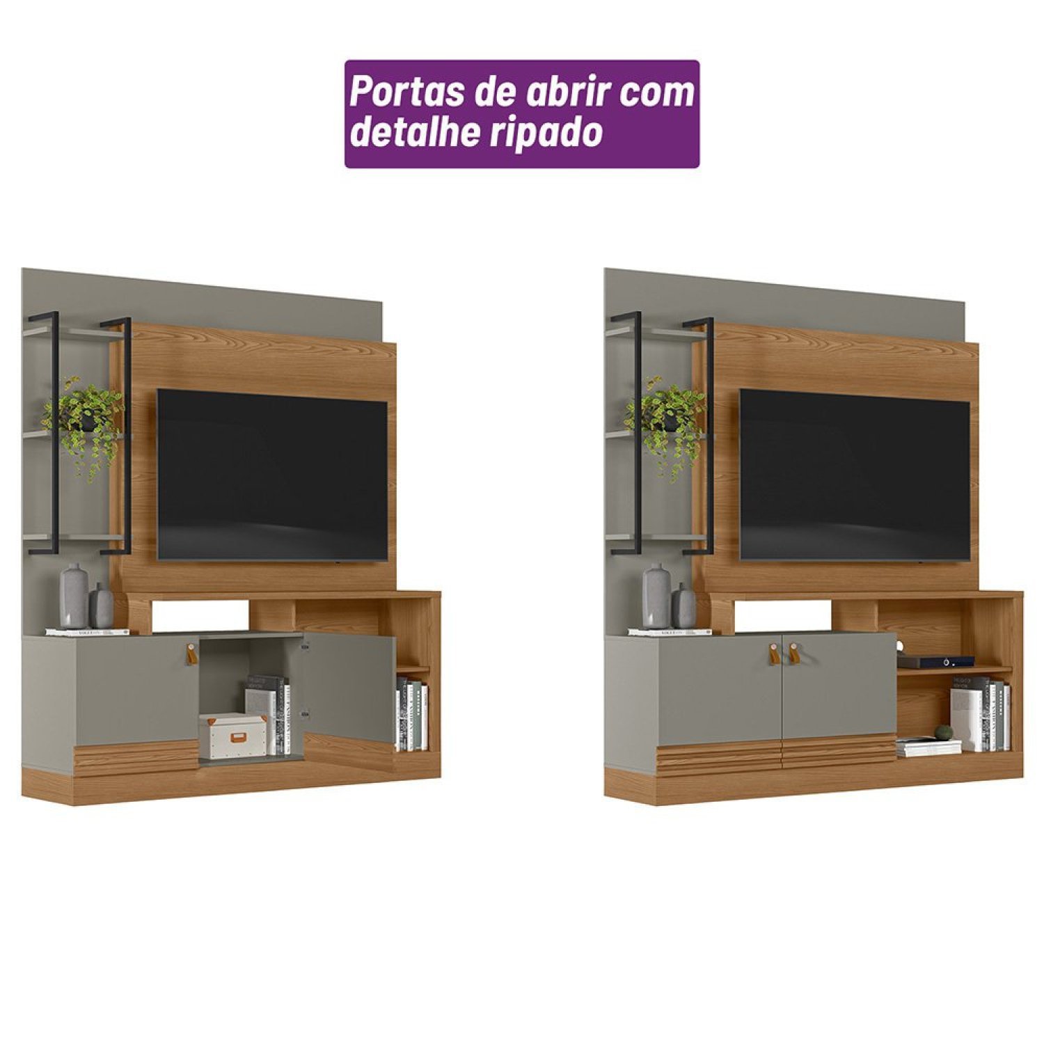 Estante Home para TV até 50 Polegadas 2 Portas 4 Prateleiras Alagoas Linea Brasil | MadeiraMadeira