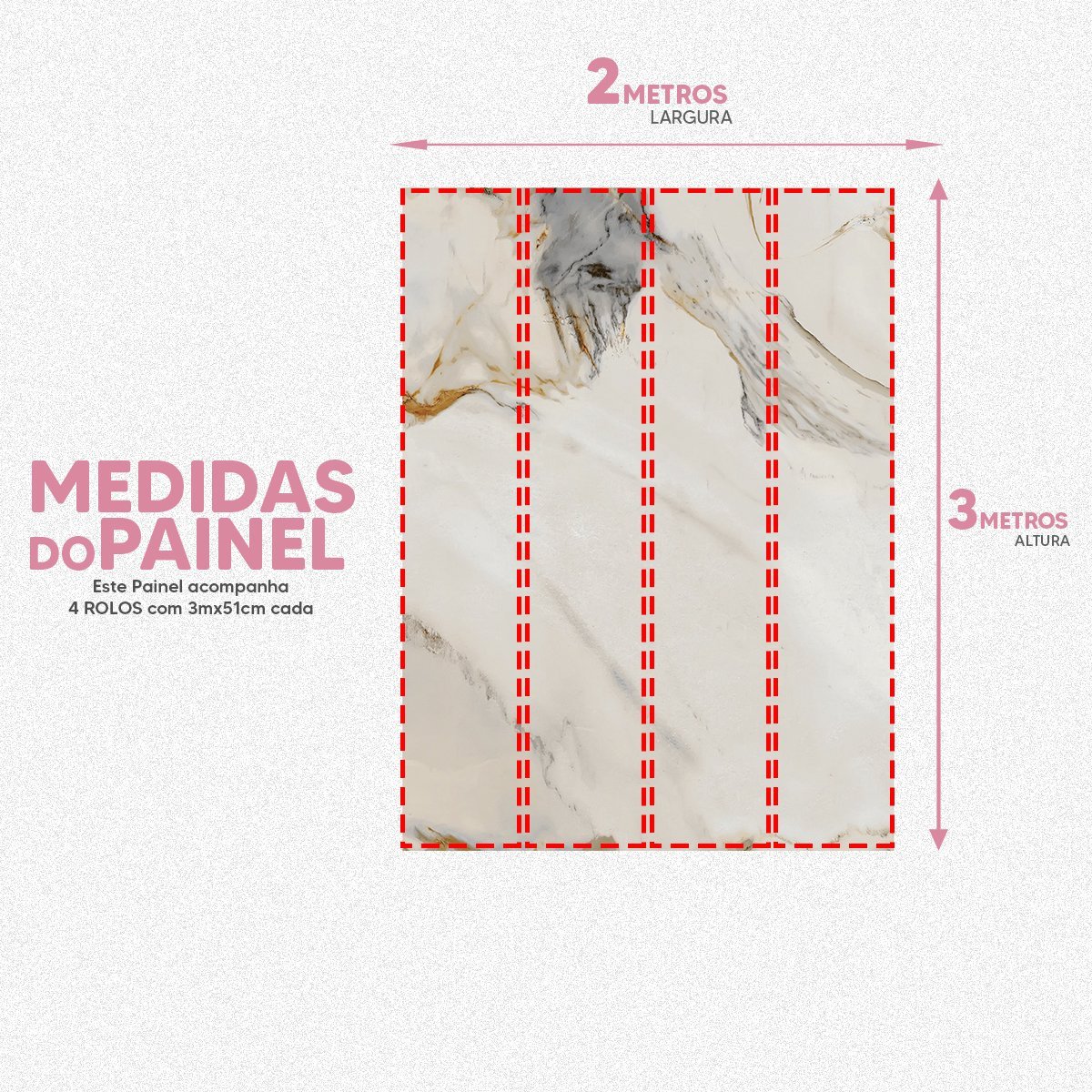 Papel de Parede Painel 3D Mármore Calacata Bege 2M Revestimento Auto ...